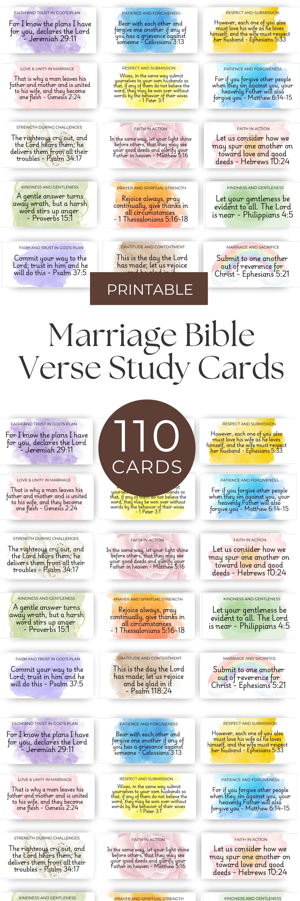 Marriage Bible Verse Cards for Couples Newlyweds Christian Scripture ...