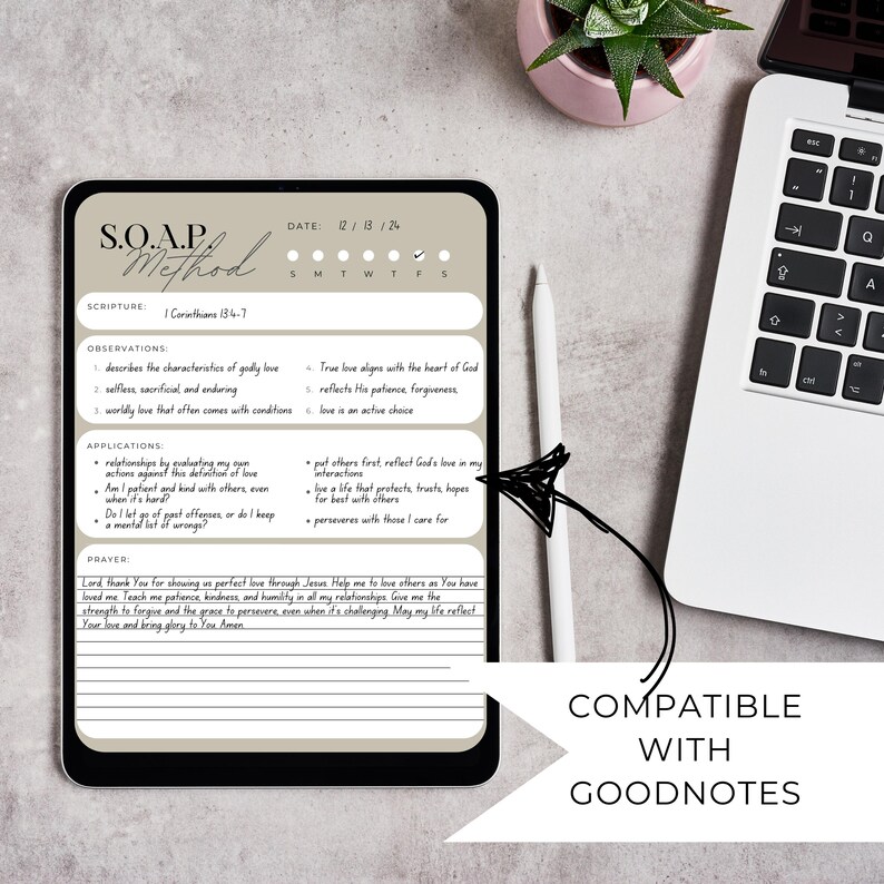 Downloadable Printable SOAP Method Journaling Template Bible Study ...