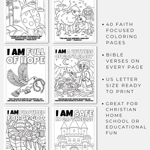 Printable Biblical Affirmations Childrens Coloring Book Christian Kids ...