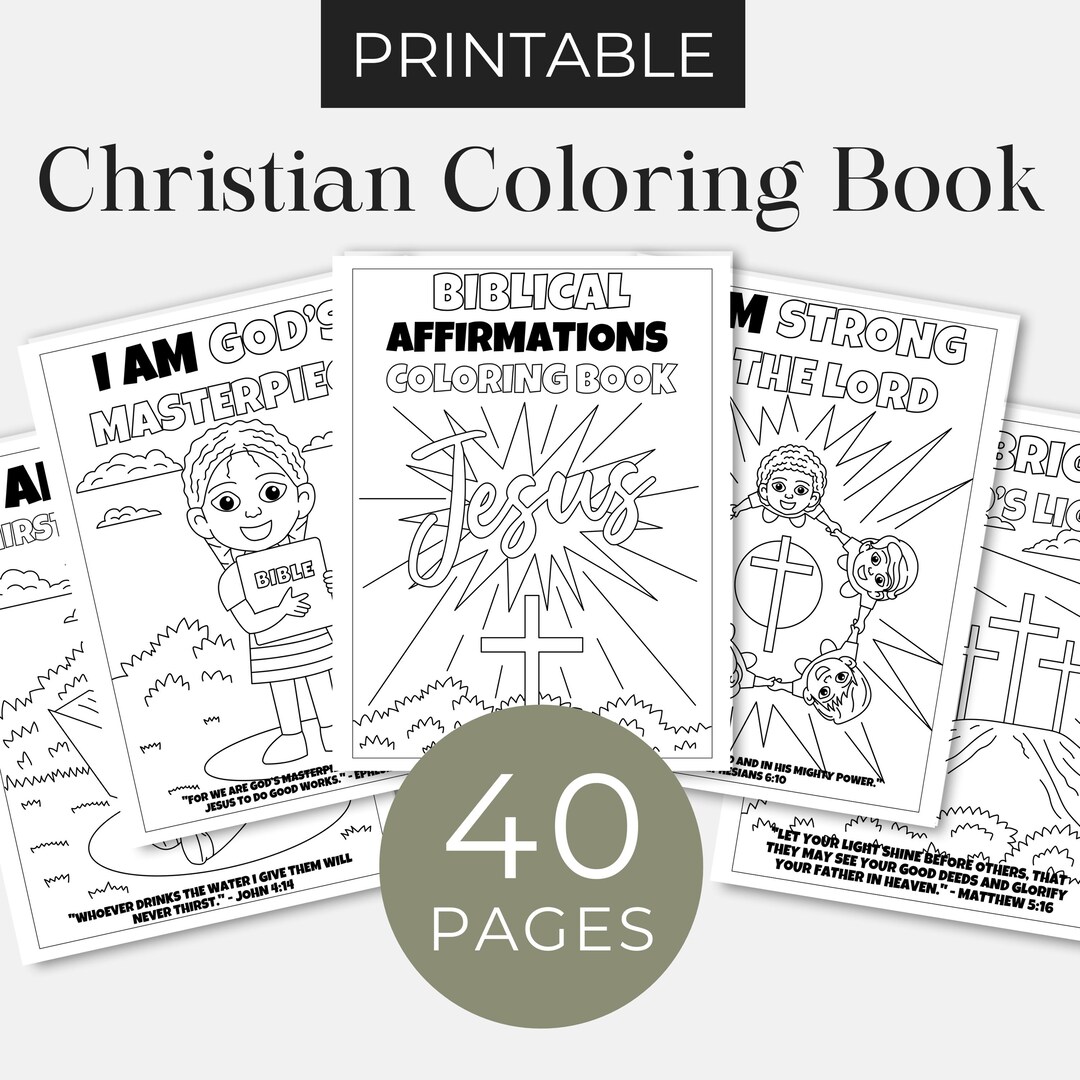 Printable Biblical Affirmations Childrens Coloring Book Christian Kids ...