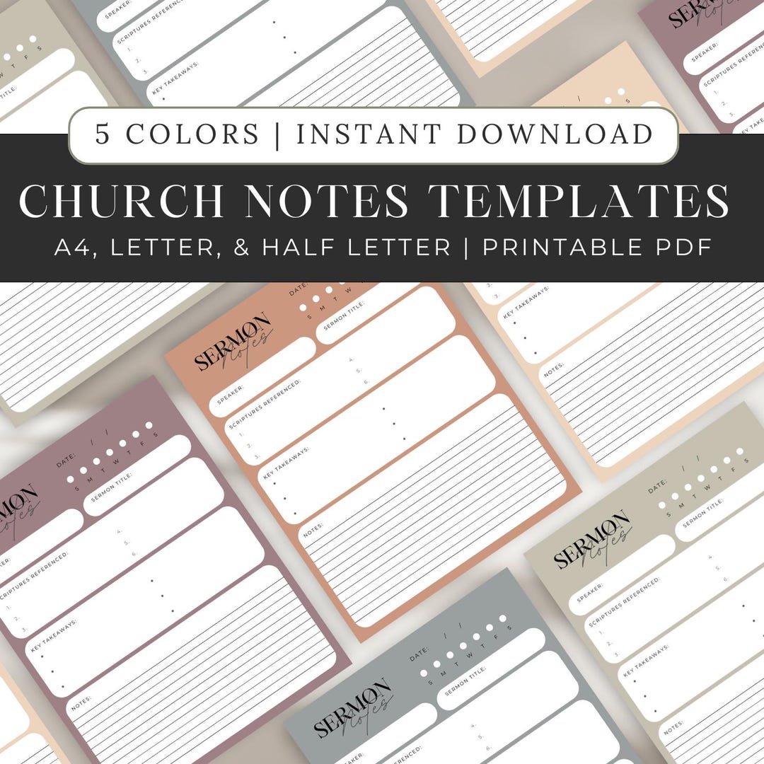 Church Notes Printable Sermon Notebook Digital Download Faith Based ...