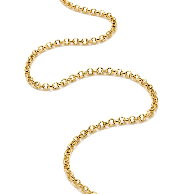 14K Solid Gold Rolo Chain Necklace, Minimalist Everyday Pendant Chain ...