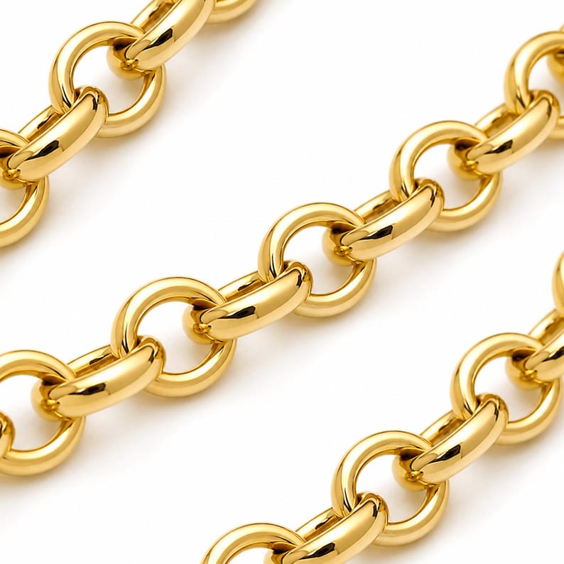 14K Solid Gold Rolo Chain Necklace, Minimalist Everyday Pendant Chain ...
