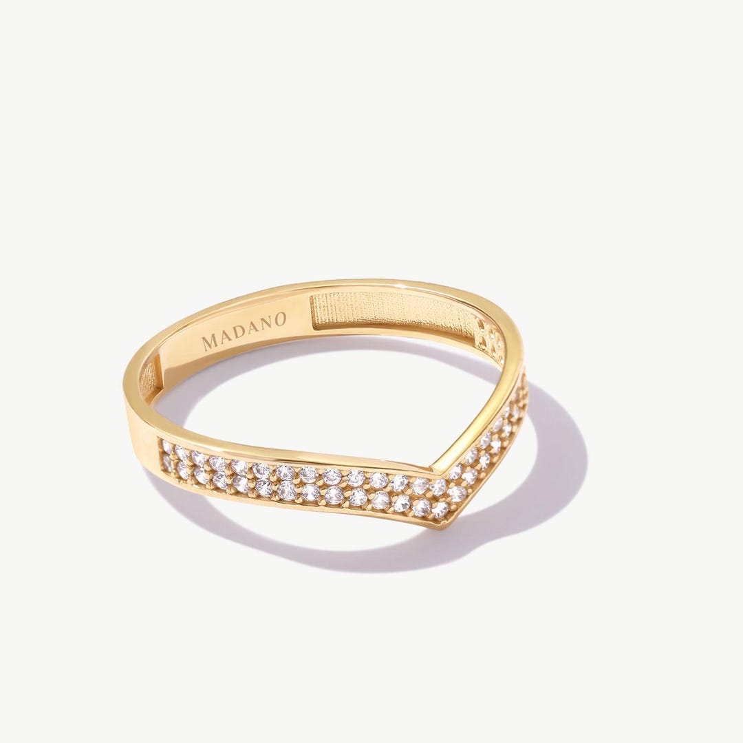 14K Solid Gold Wishbone Ring: V-ring, Stacking Band - Etsy