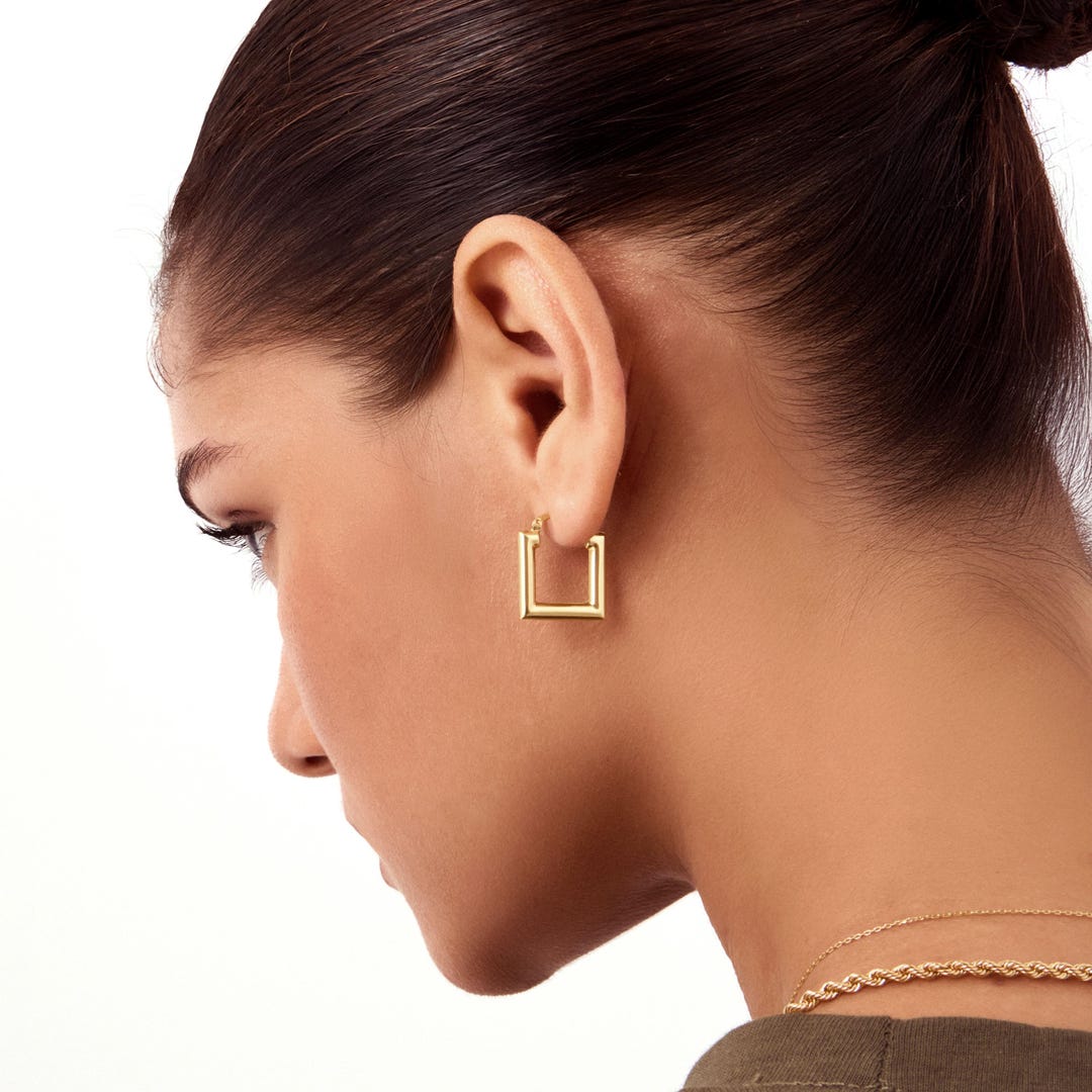 14K Gold Square Hoop Earrings – Chic Design Made to Capture Attention ...