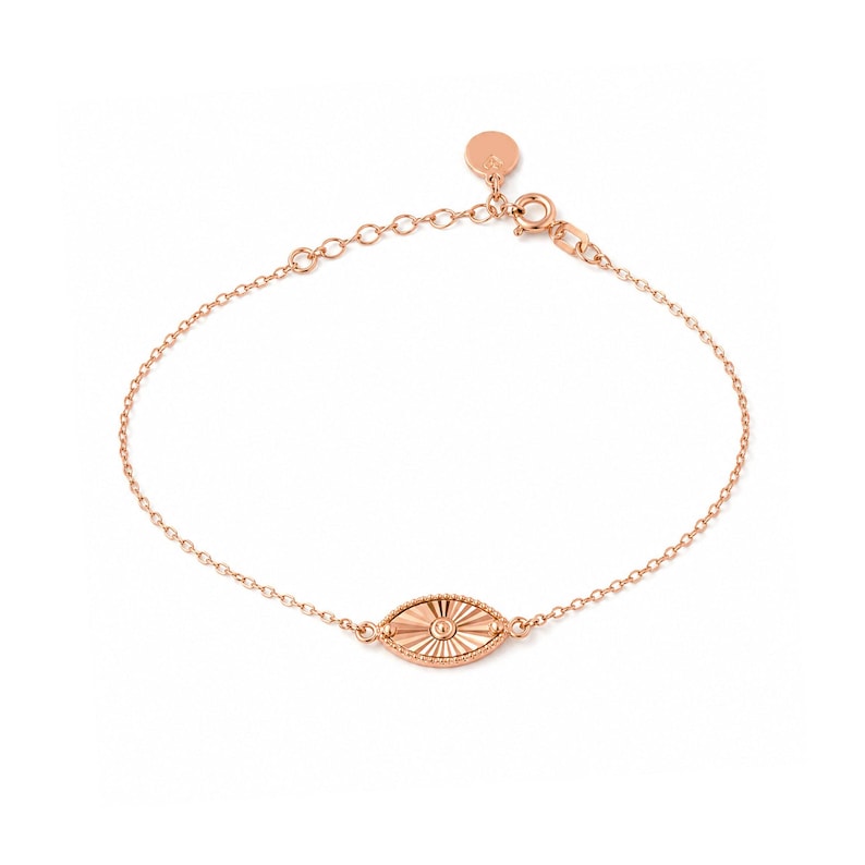 14K Solid Gold Evil Eye Bracelet, Dainty Minimalist Protection Jewelry ...