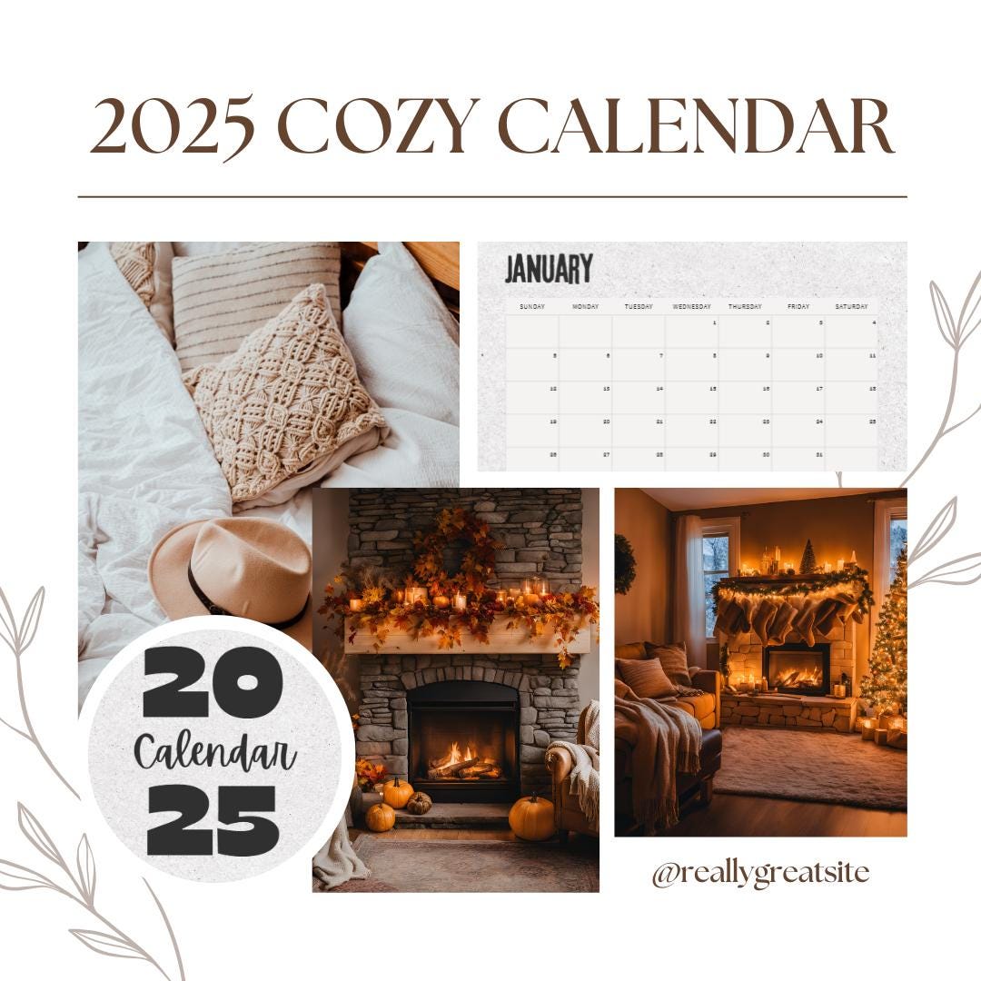 Cozy Vibes Printable Monthly 2025 Wall Calendar - Etsy
