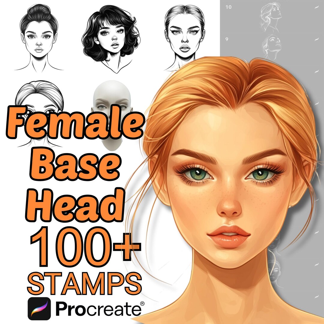 Procreate Female Base Head Brushes | 100+ Female Base Head Procreate ...