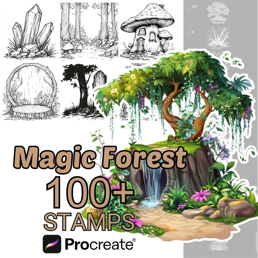 Procreate Magic Forest Brushes | 100+ Magic Forest Procreate Stamps ...