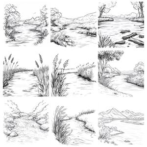 Procreate River View Brushes | 100+ River Side Landscape Procreate ...