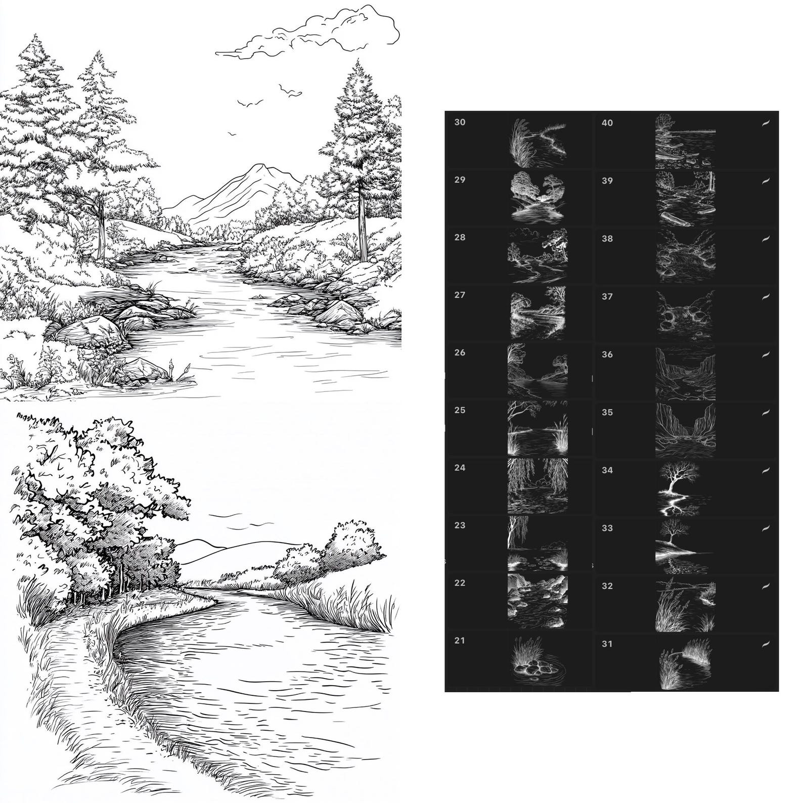 Procreate River View Brushes | 100+ River Side Landscape Procreate ...