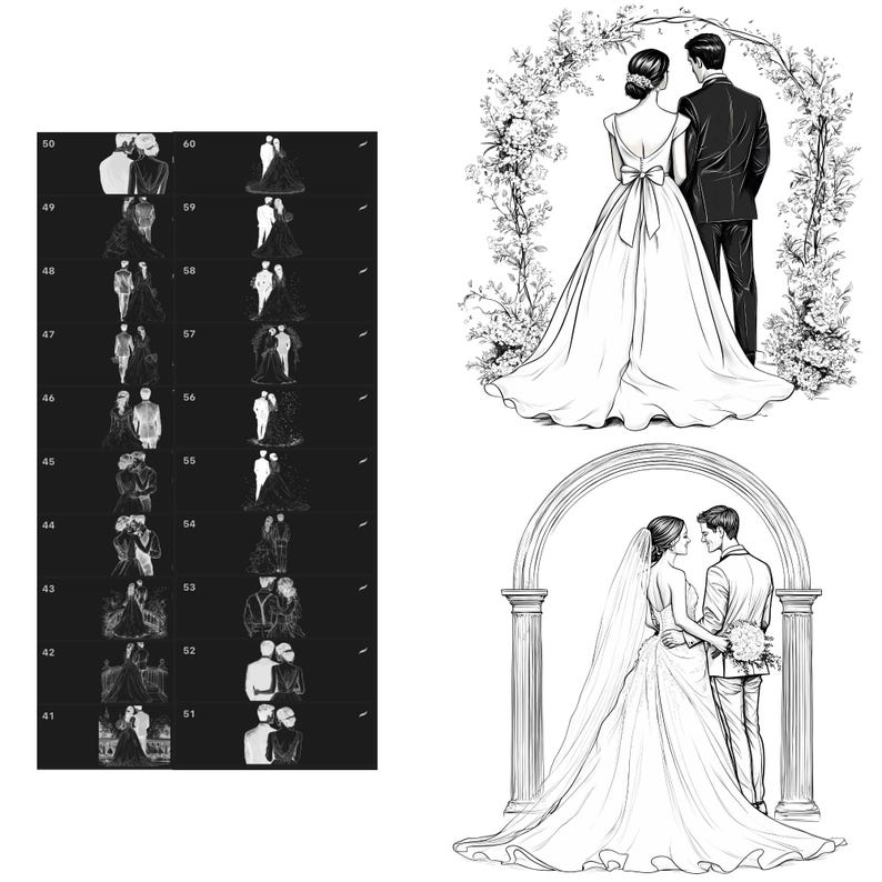 Procreate Bride and Groom Back View Brushes | 100+ Couple Procreate ...