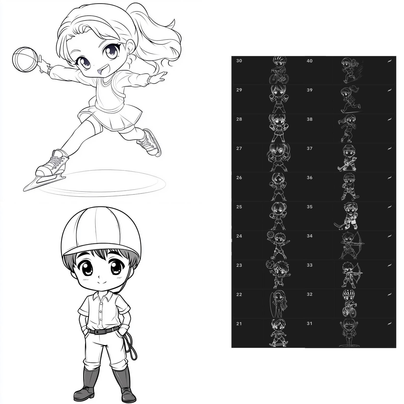 Procreate Chibi Sports Characters Brushes | 100+ Cute Chibi Sports ...