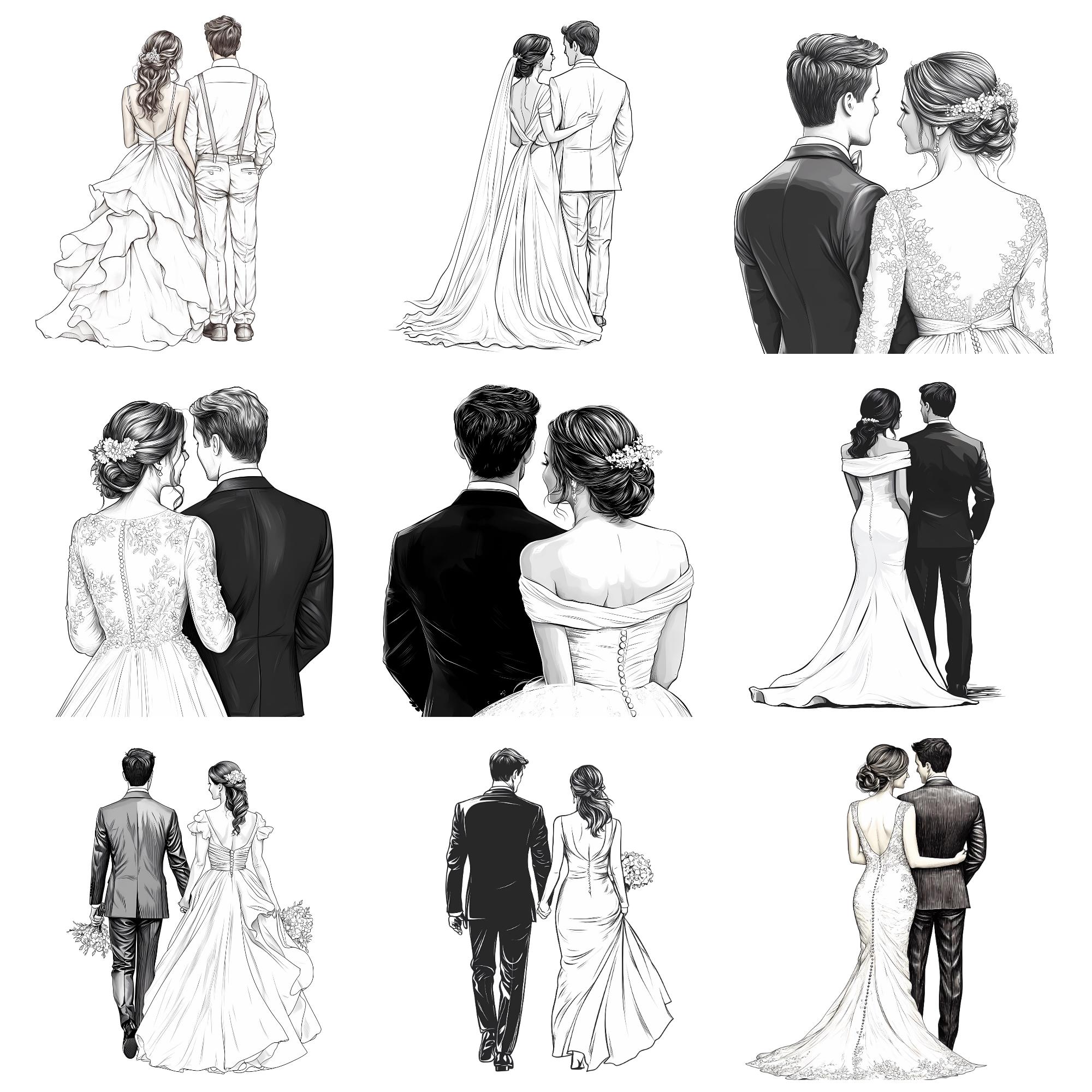Procreate Bride and Groom Back View Brushes | 100+ Couple Procreate ...