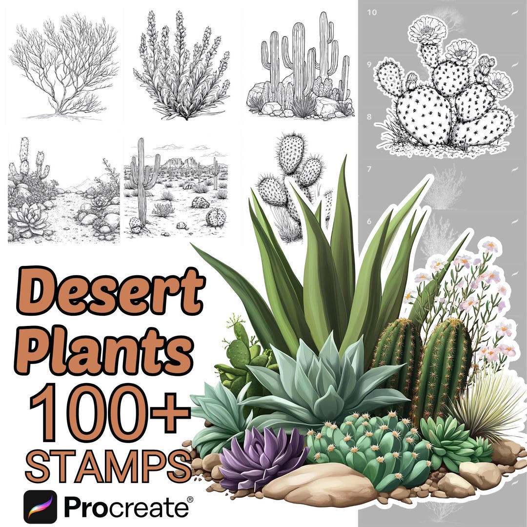 Procreate Desert Plants Brushes | 100+ Plants Procreate Stamps | Nature ...