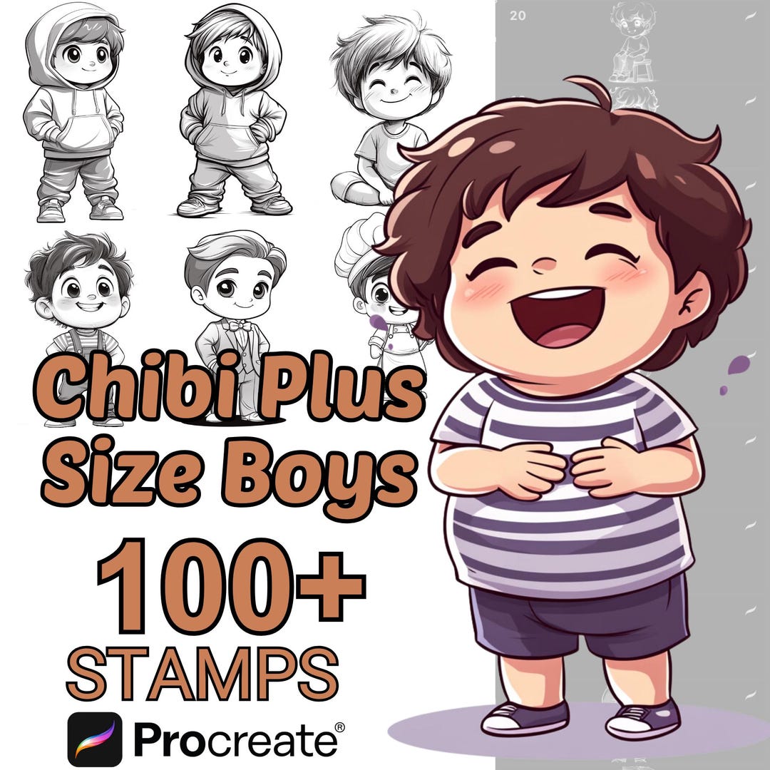 Procreate Chibi Plus Size Boys Brushes | 100+ Cute Chibi Plus Size Boys ...
