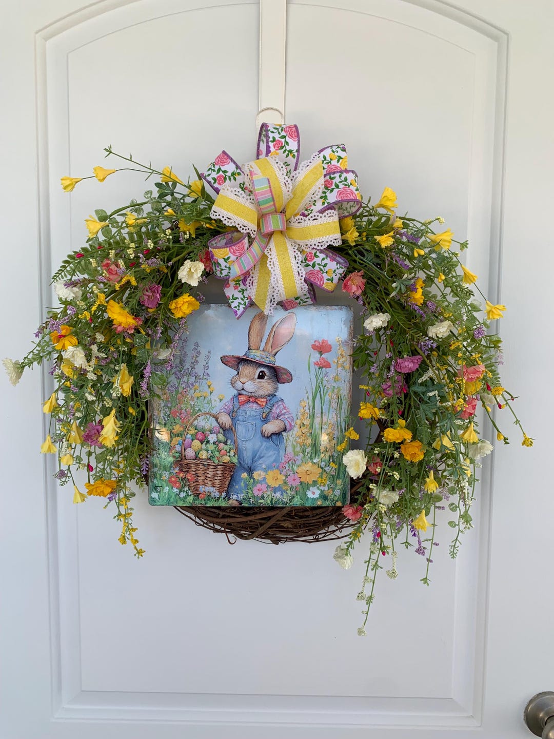 Easter Bunny Wreath for Front Door/spring Bunny Door Decor/farmhouse ...