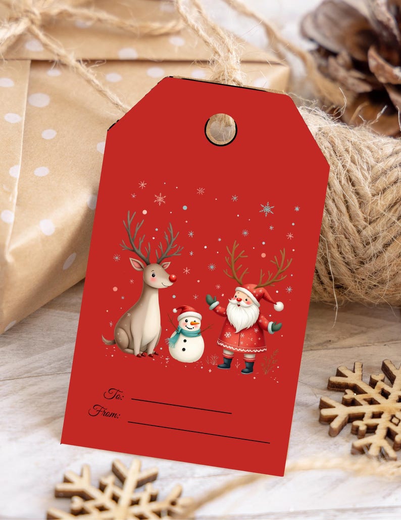 Printable Christmas Gift Tags: Red Festive Designs (PNG PDF) - Etsy
