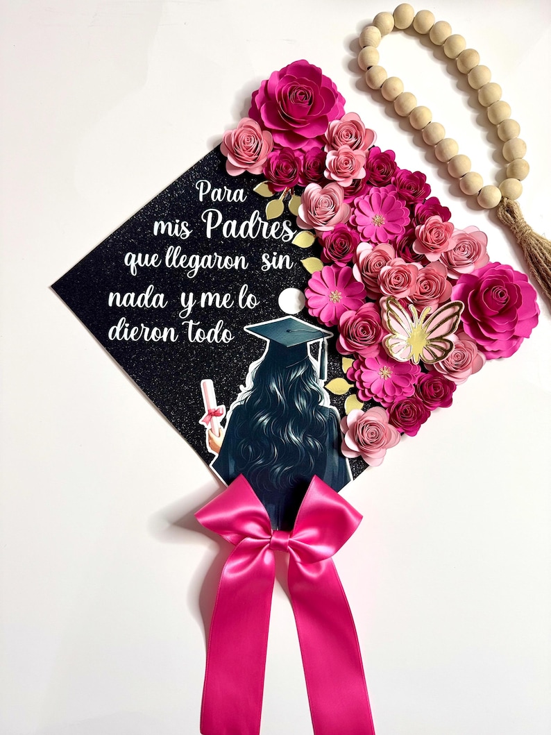 Graduation Cap Topper - Pink Graduation Topper - Graduation Cap Design ...