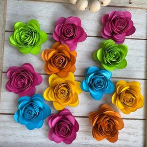 Colorful 12 Pack Rolled Paper Flowers - Etsy