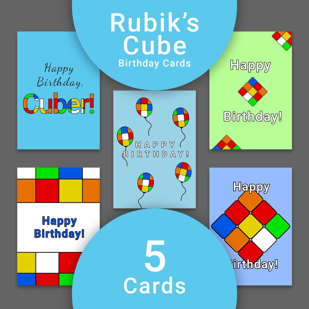 Rubik's Cube Birthday Cards, Rubix Cube Birthday Cards, Cubing Birthday ...