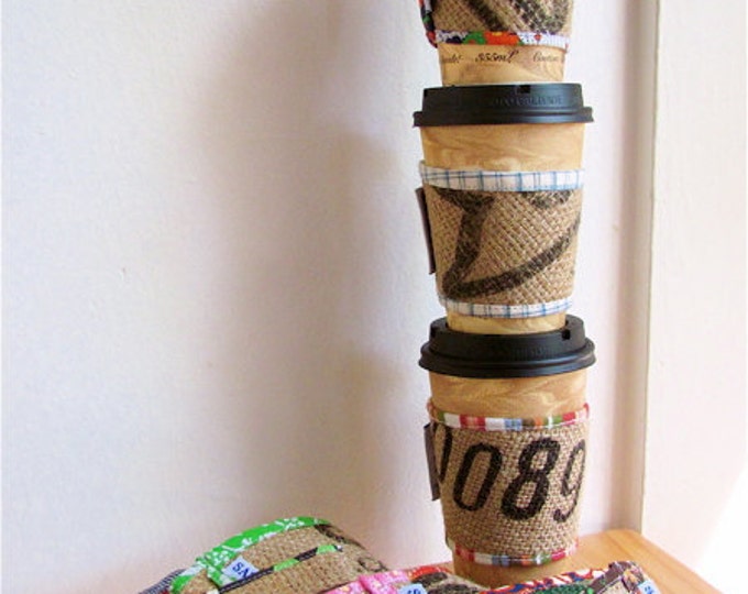 Farm Fresh Java Love Upcycled Burlap Coffee Cup Drink Cozy - Etsy