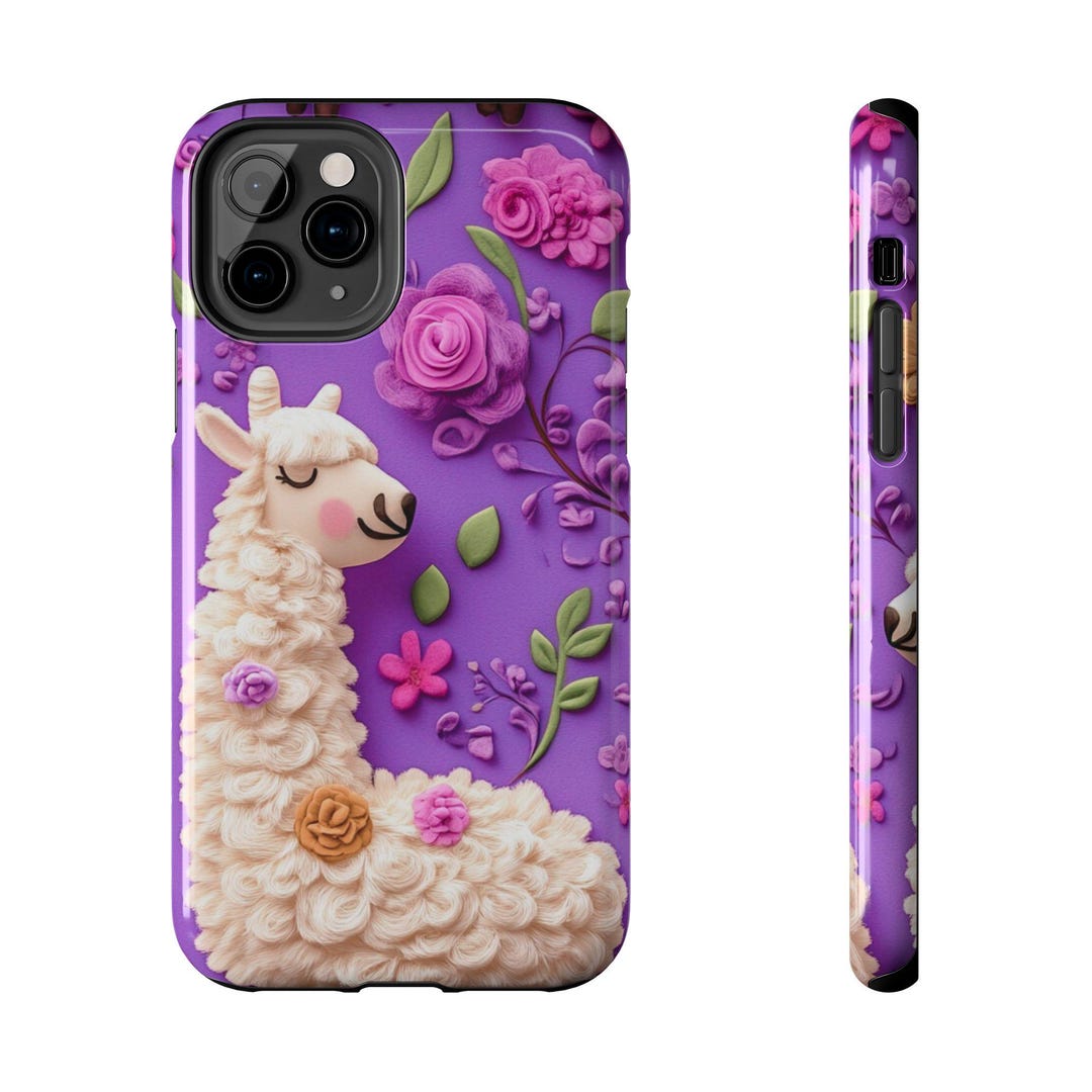 Cartoon Cute 3D Llama iPhone Case, Kawaii Floral Llama Phone Case ...