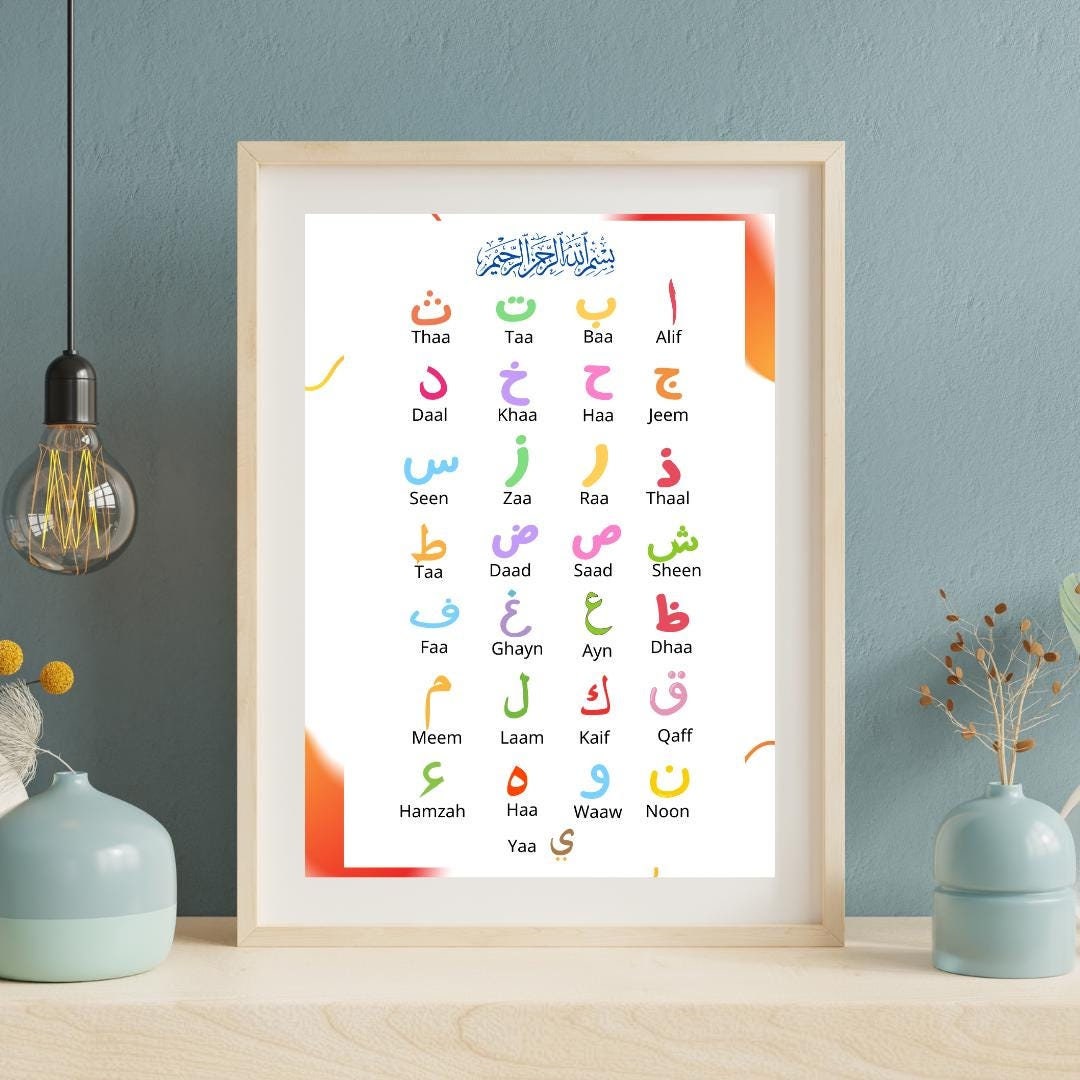 Arabic Letters Poster, #arabic Alphabet Wall Art, #arabic for Kids, # ...