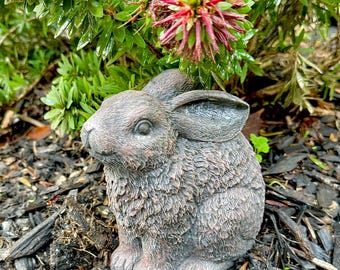 11" Outdoor Bunny Rabbit Garden Concrete Statue Large Yard Sculpture ...