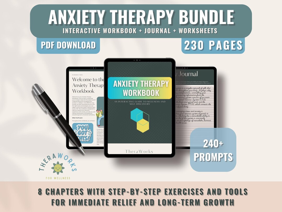 Anxiety Therapy Bundle for Anxiety Relief - Anxiety Worksheets Anxiety ...