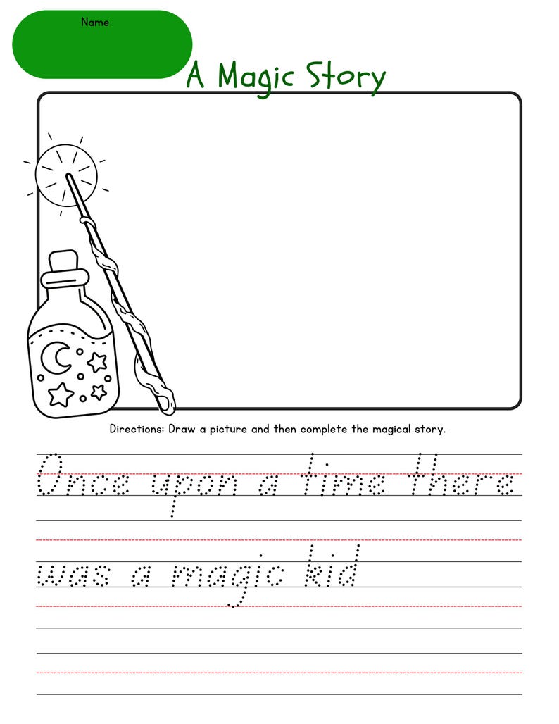 Magic Story Worksheet Letter Tracing Coloring Page - Etsy