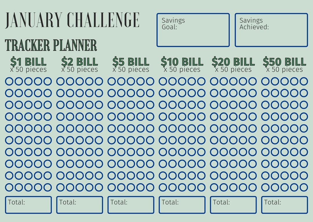 January Savings Challenge Form - Etsy