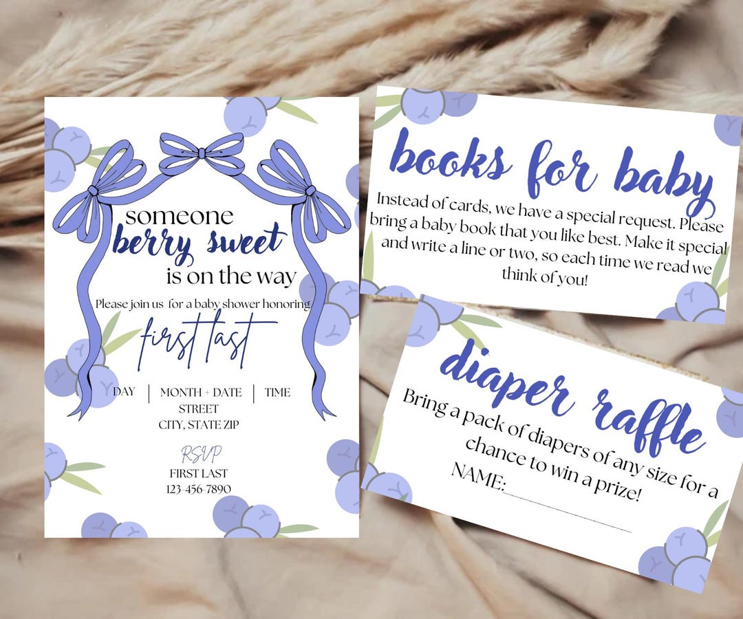 EDITABLE CANVA Berry Baby Shower, Baby Shower Invite, Blueberry Baby ...