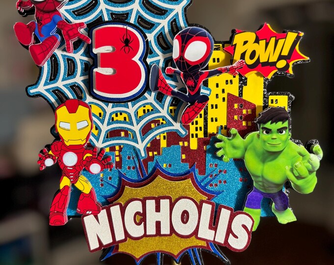 Spiderman and Hulk Cake Topper, Spiderman and Ironman, Superhero ...