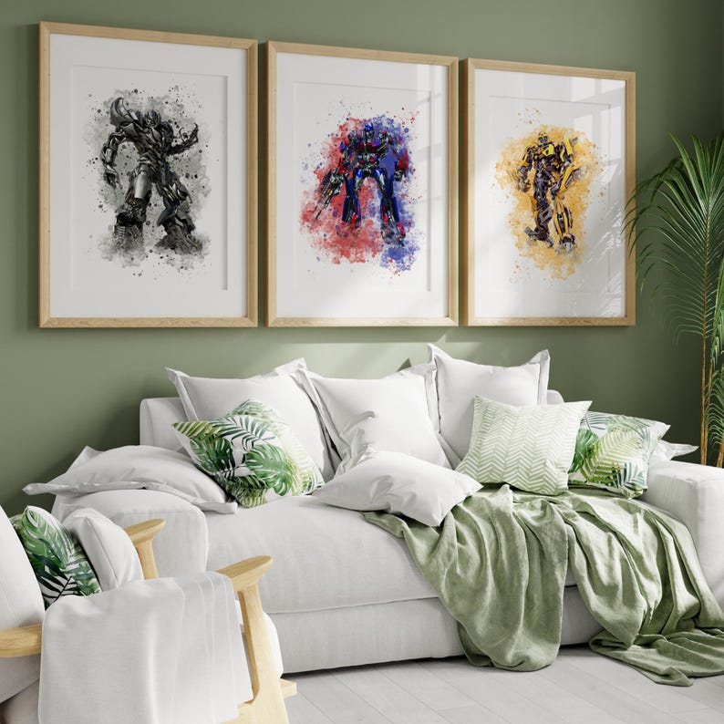 Transformer Watercolor Prints: Set of 3 Superhero Posters (digital ...