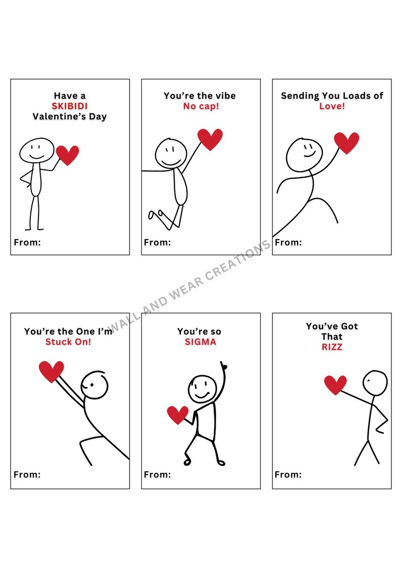Funny Slang Kids Valentine's Day Cards, Printable Classroom Valentines ...
