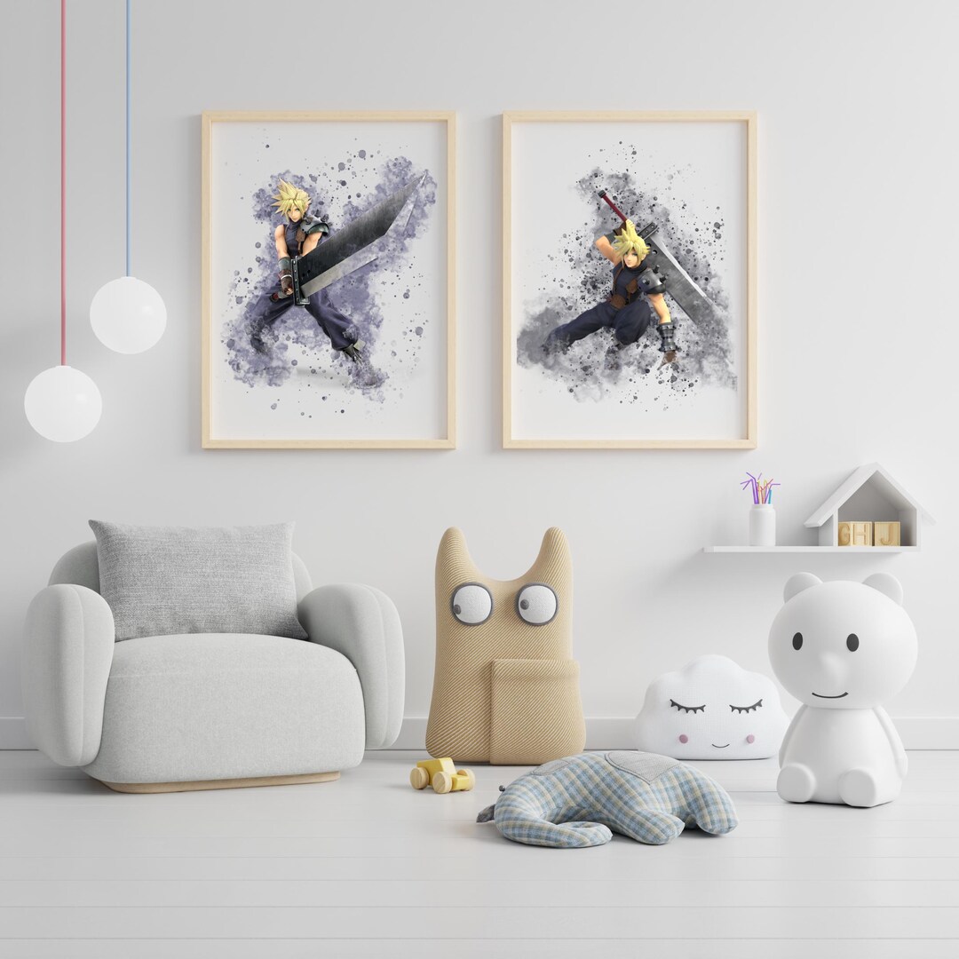 Watercolor Cloud Strife Wall Art ,final Fantasy VII Gaming Print ...