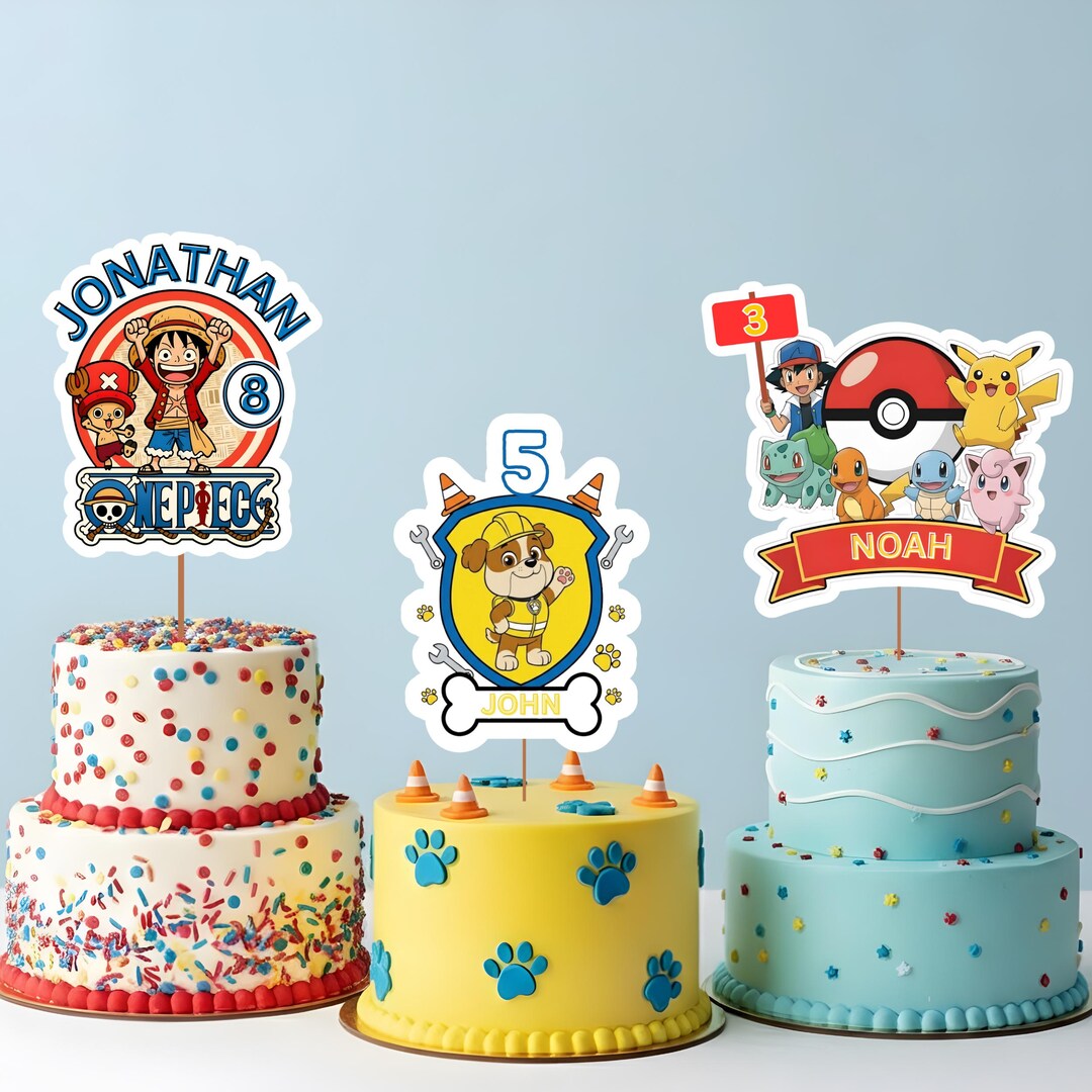 Personalized Anime & Rescue Dog Cake Topper | Kids Birthday (digital ...