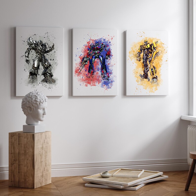 Transformer Watercolor Prints: Set of 3 Superhero Posters (digital ...