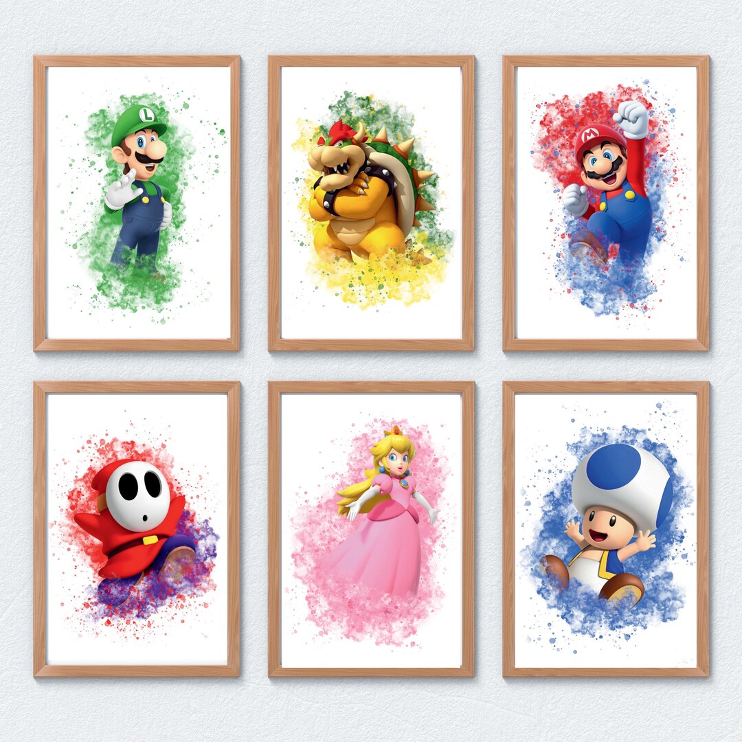 Super Mario Watercolor Prints: Kids Room Gamer Decor (digital Download ...