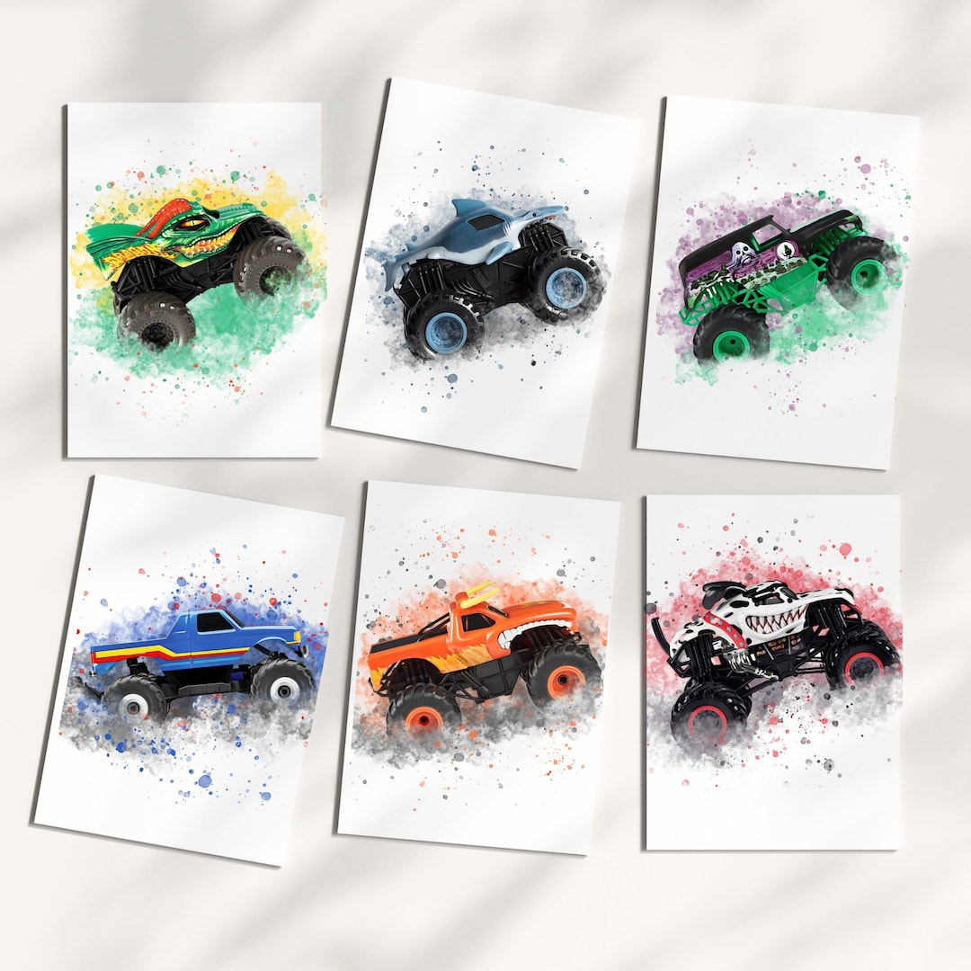 Monster Truck Wall Art Truck Posters for Boys' Bedroom Printable ...