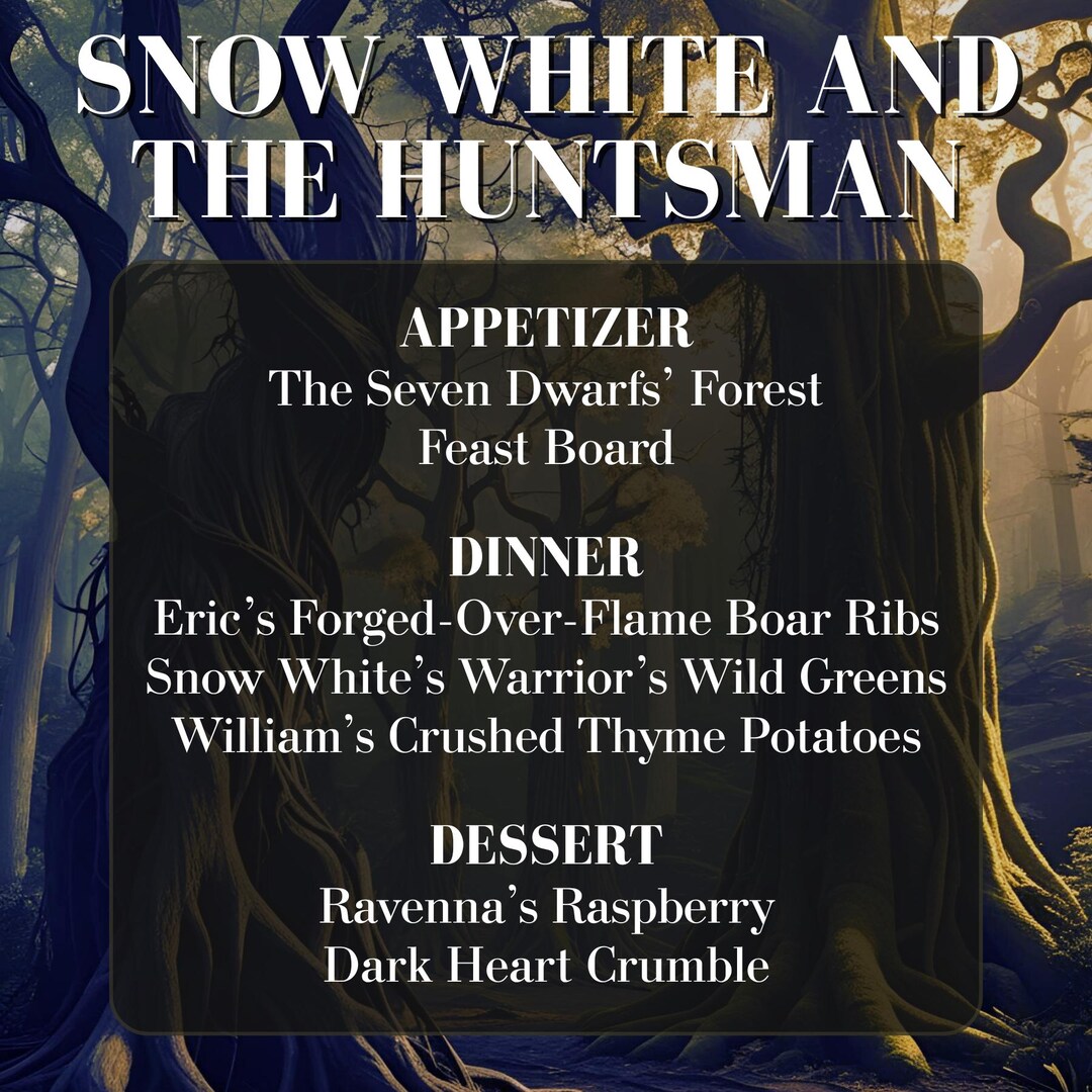 Snow White and the Huntsman THEMED Dinner & Cocktail Menus (with ...