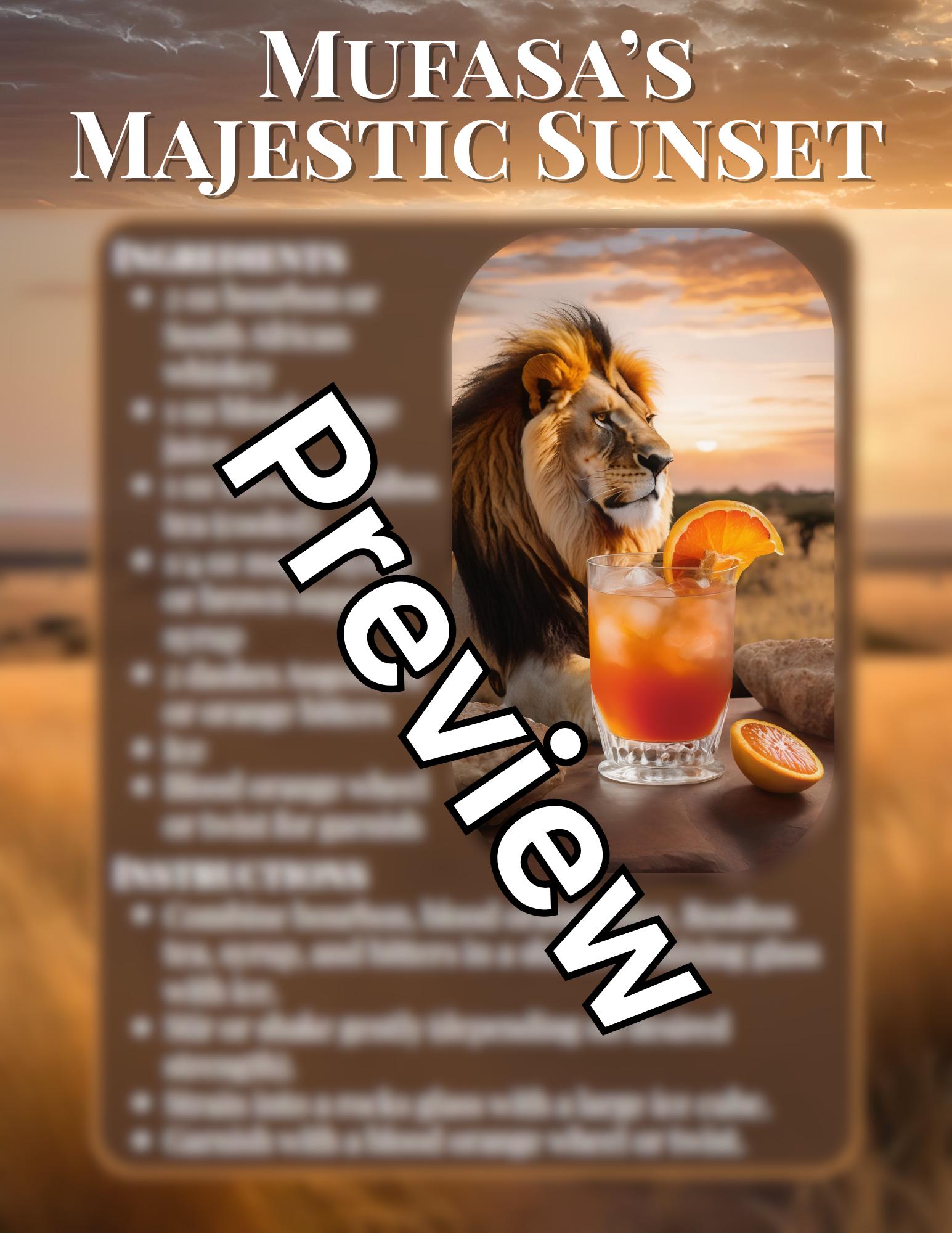 The Lion King (2019) THEMED Dinner and Cocktail Menus (includes Grocery ...