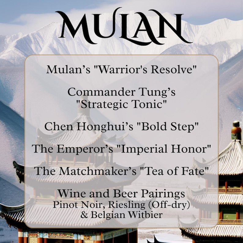 Mulan Themed Dinner & Drink Menus - Editable - Etsy