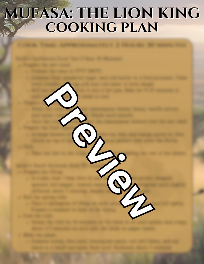 Mufasa: the Lion King EDITABLE Menus - Themed Meal & Drink Recipes ...