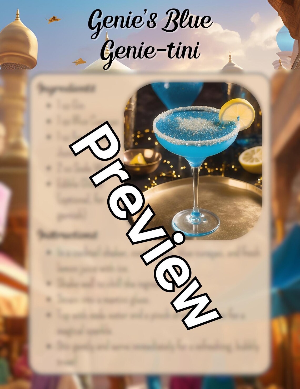 Aladdin THEMED Dinner and Cocktail Menus (includes Grocery List ...