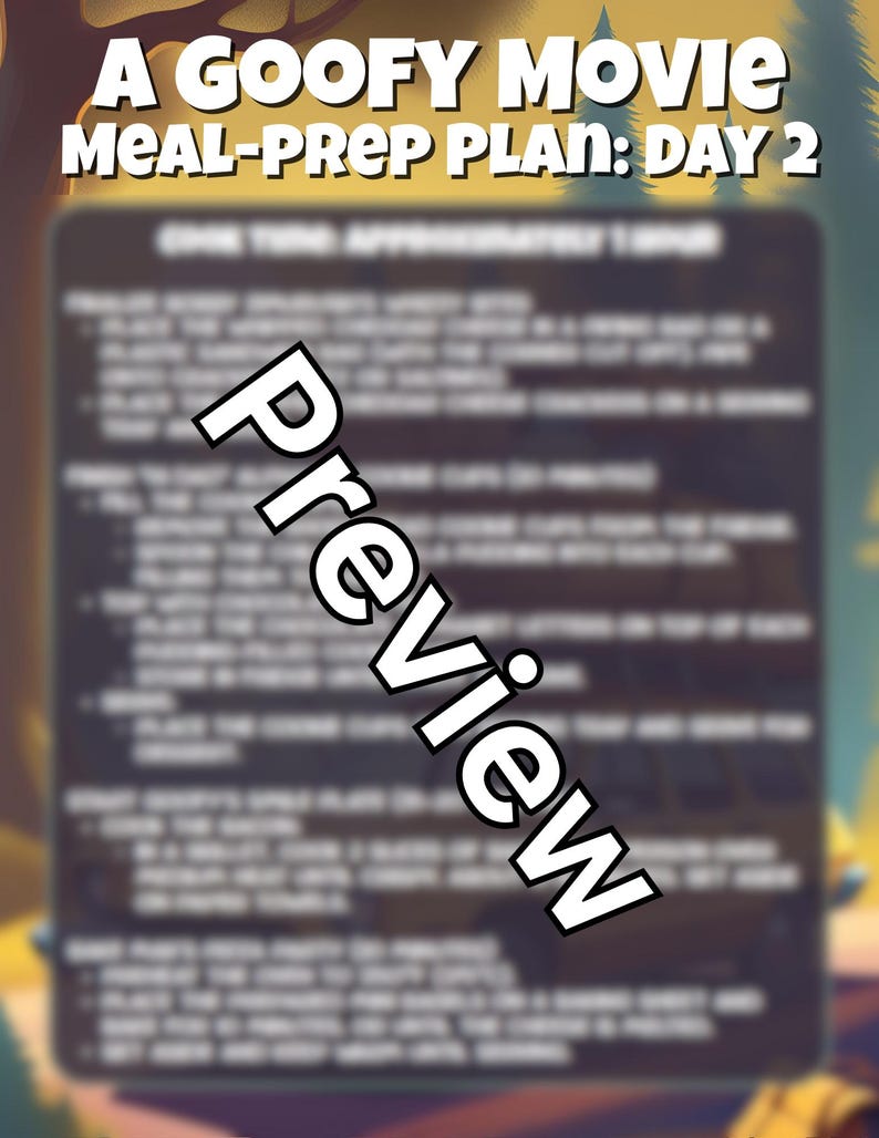 A Goofy Movie THEMED Dinner and Cocktail Menus (includes Grocery List ...