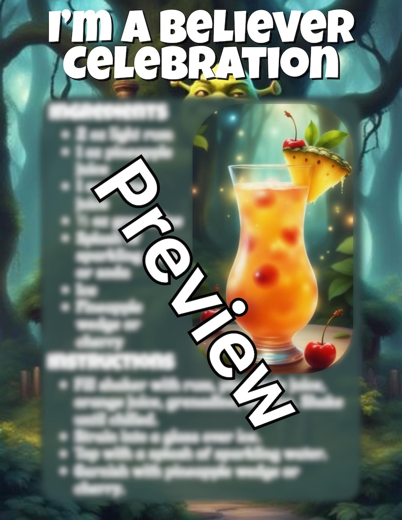 Shrek Dinner Menu, Editable Canva Template (grocery List Included) - Etsy