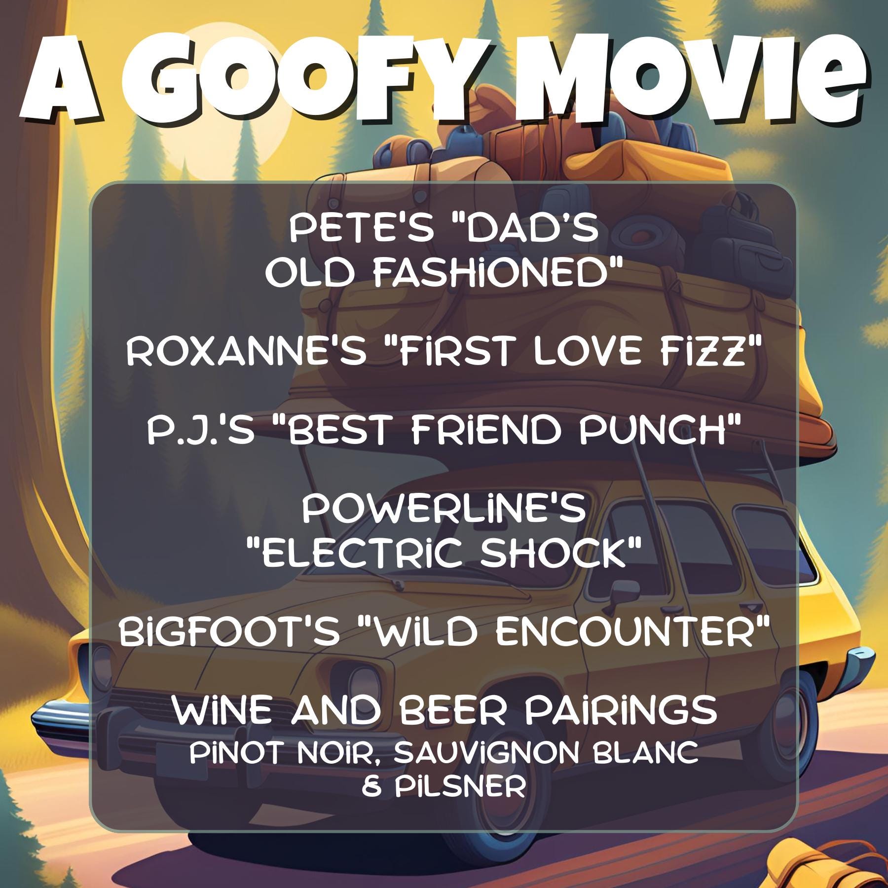 A Goofy Movie THEMED Dinner and Cocktail Menus (includes Grocery List ...