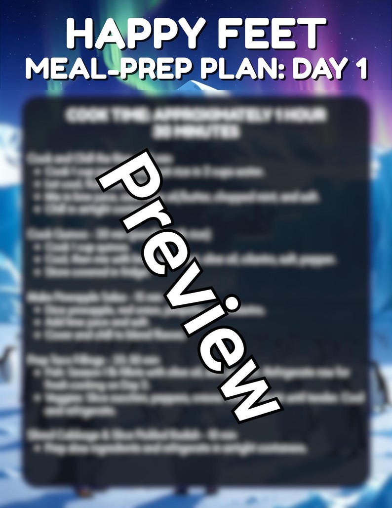 Happy Feet Movie Night Dinner & Drink Menu: Recipes, Grocery List, Meal ...
